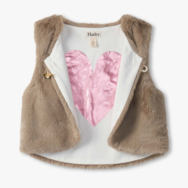 Girls Cropped Faux Fur Vest