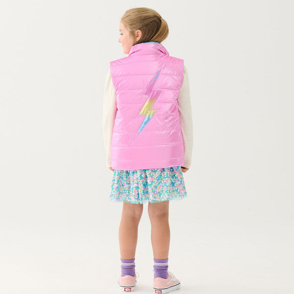 Girls Rainbow Shine Reversible Quilted Vest