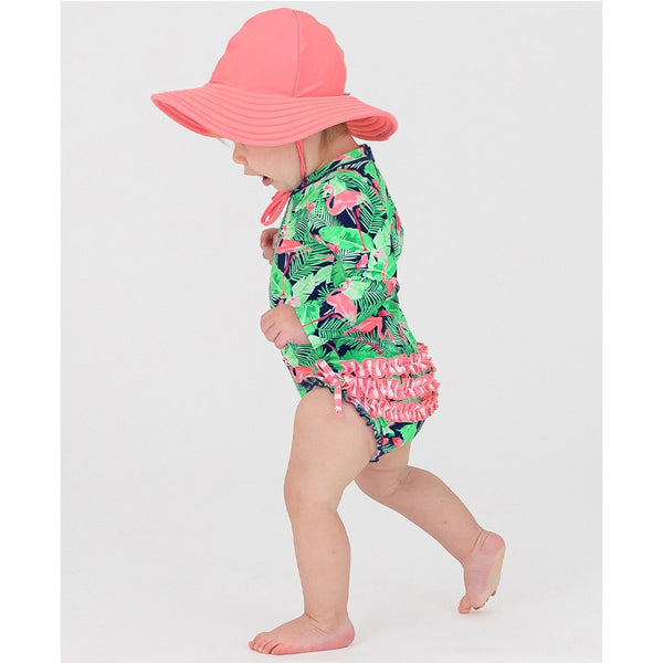 Long Sleeve One Piece Rash Guard - Flamingo