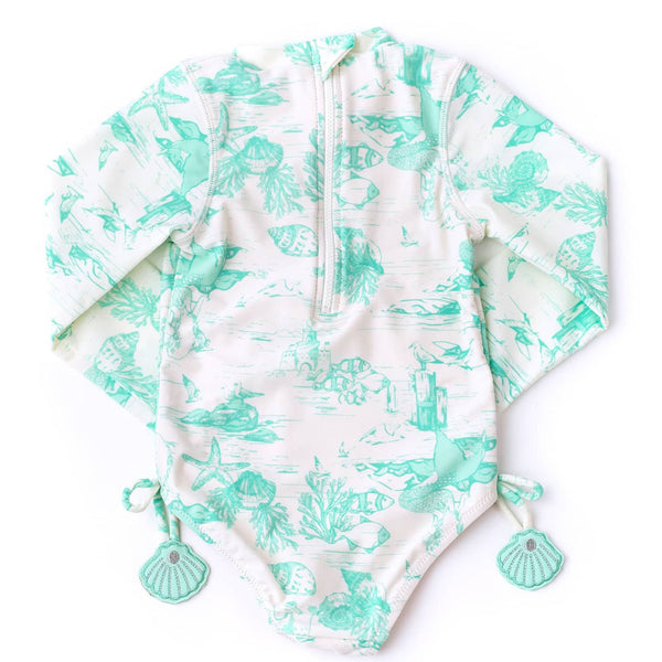 Mermaid Toile Girls Long Sleeve One Piece Swimsuit