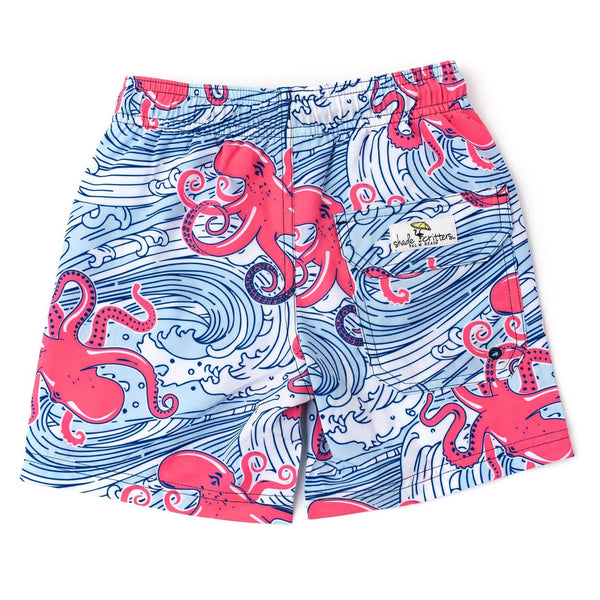 Octopus Waves Boys 4 Way Stretch Swim Trunks