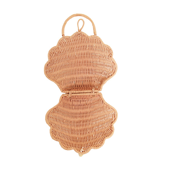 Rattan Shell Bag - Rose