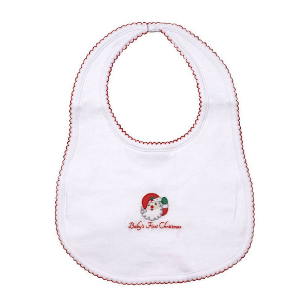 Winking Santa White Embroidered Baby's First Bib