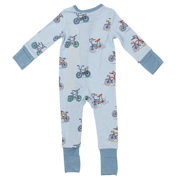 2 Way Zipper Romper - Bikes Blue