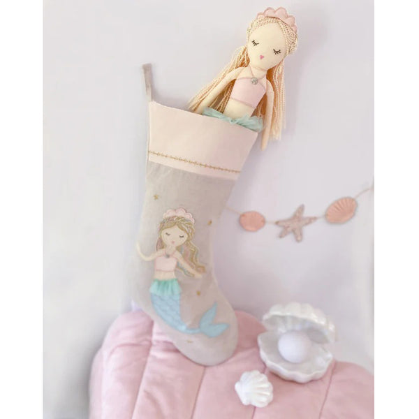 Mimi Mermaid Linen Christmas Stocking