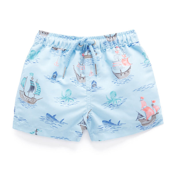 Printed Board Shorts Pirate Ship