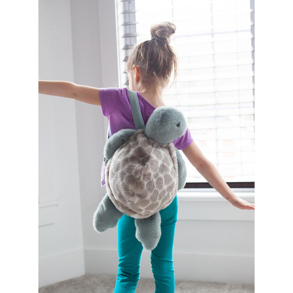 Taylor Turtle Plush Backpack - Sage