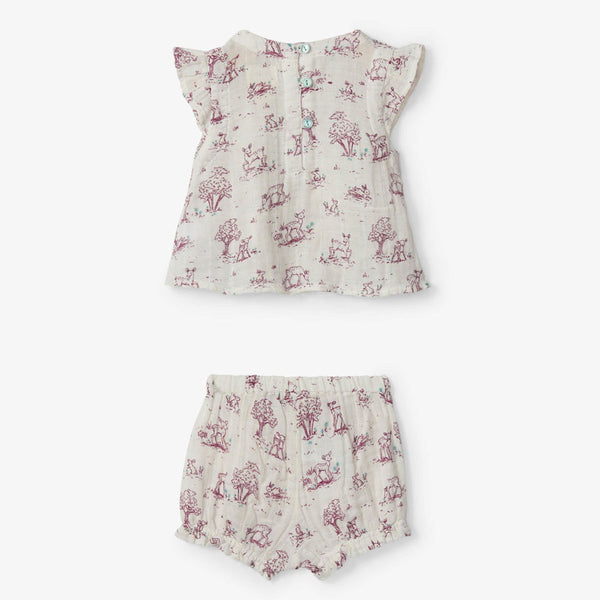 Tender Toile Baby Pin Tuck Top And Bloomer Set